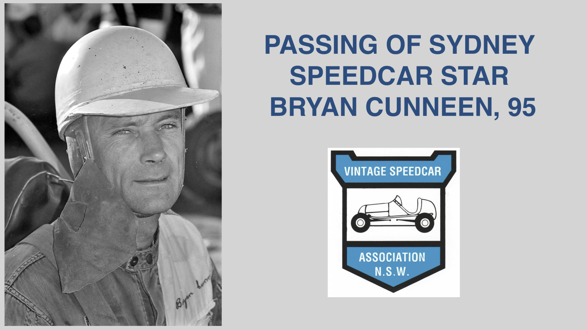 PASSING OF SYDNEY SPEEDCAR STAR BRYAN CUNNEEN, 95 - Speedway ...